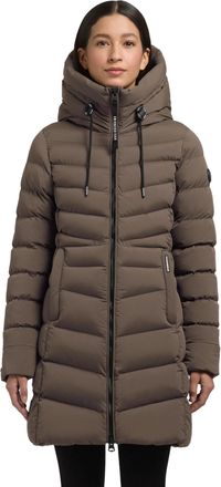 Khujo Damen langer Wintermantel warmer Steppmantel mit gro&szlig;er verstellbarer Kapuze Tuhani5 Dull Green Gr. M