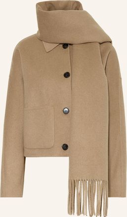HUGO BOSS Kastenjacke Cafrina Mit Abnehmbarem Schal braun