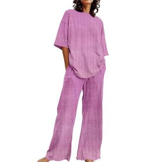 Generic Ensemble de v&ecirc;tements de d&eacute;tente pour femme - Imprim&eacute; de No&euml;l mignon - Ensemble ample &agrave; manches longues - Ensemble deux pi&egrave;ces pour femme - Ensemble d