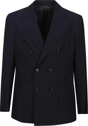 Eleventy Homme, Vestes, Bleu, Taille: L Veste Crois&eacute;e en Seersucker