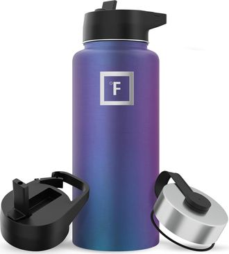 Iron Flask Edelstahl Trinkflasche mit Strohhalm - 650/950/1200/1800 ml - Kohlens&auml;ure Geeignet Auslaufsicher Doppelwandig Isoliert Thermosflasche BPA-Freie - Wass