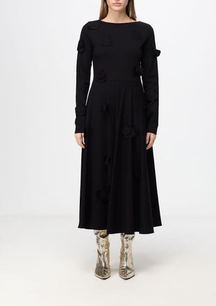 Meimeij Robe midi &eacute;vas&eacute;e en jersey avec patchs brod&eacute;s