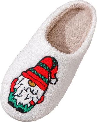 Generic QJDFLL Chaussons Femme Fourr&eacute;S Pantoufles en Coton avec Serviette brod&eacute;e, Pantoufles antid&eacute;rapantes en Peluche pour la Maison, Nains de no&euml;l, Automne 