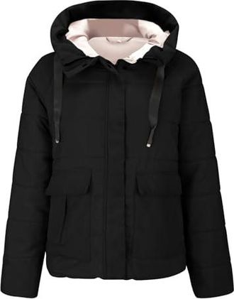 Generic Vestes dhiver pour femmes, veste matelassée à capuche pour femme, manteau uni à col rabattable, veste dhiver matelassée confortable pour femme, veste 