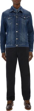 LTB Jeans Herren Jeansjacke Santino - Denim Jeansjacke Slim firt Baumwolle mit Knopfleiste - Blau Größe M