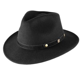 Classic Italy Chapeau Fedora Pliable, imperm&eacute;able, Large Bord, Homme ou Femme Classic Traveller II - Taille 55 cm - Noir