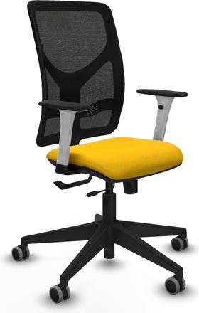 Piqueras y Crespo Schreibtischstuhl Home Office mit wei&szlig;en und schwarzen Armlehnen, h&ouml;henverstellbare Lendenwirbelst&uuml;tze, ausgestattet mit Syncro/Traslack und Schneides