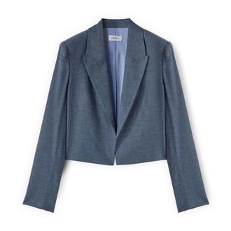 Motivi Kurzer Leinenmischungs-Blazer - - Jackets - Damen - Blau - 2XL