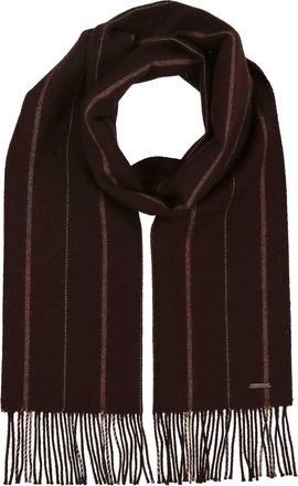 Bugatti Schal | Einfarbiger Schal mit feinen farblichen Streifen | 33 x 180 cm | Standard Karo | Aus reiner Wolle Pepper