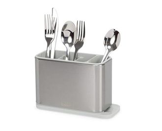 Joseph Joseph Surface Egouttoir Porte Couverts et Ustensiles pour &Eacute;vier de Cuisine avec Drainage, Rangement Cuisine, Acier Inoxydable, Gris