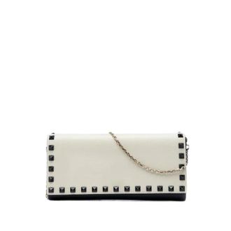 Valentino Pre-owned Studded Wallet On Chain - - Pre-owned - Damen - Beige - ONE SIZE