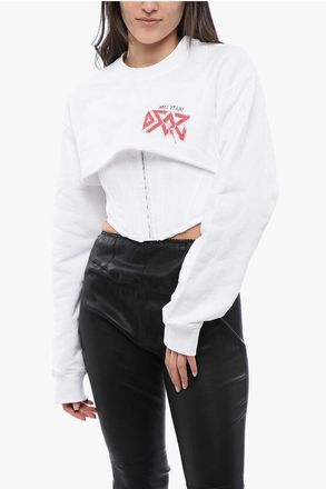 Dsquared2 Cropped Fit ROCK Sweatshirt with Corset Detail size Xs