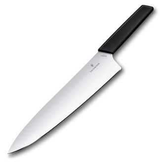 Victorinox by Swiss Army Couteau &agrave; D&eacute;couper Swiss Modern pour la Viande, Lame Droite, Lame en Acier Inoxydable 25 cm de Long, Manche Synth&eacute;tique Ergonomique, Noir