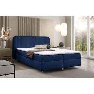 Fun M&ouml;bel Boxspringbett Schlafzimmerbett AVERY 160x220cm Stoff Magic Velvet Blau