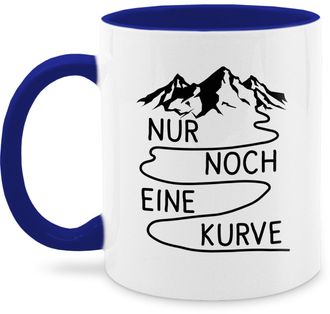 Shirtracer Tasse Tassen 325ml - Wandern - Nur noch eine Kurve - 325 ml - Dunkelblau - wanderfreunde berg geschenk f&uuml;r wanderer berge bergen wander kurven spr&uuml;che