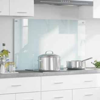 vidaXL K&uuml;chenr&uuml;ckwand Wei&szlig; 100 x 60 cm Geh&auml;rtetes Glas vidaXL