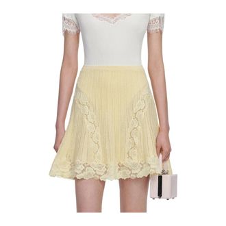 Self Portrait Femme, Jupes, Jaune, Taille: 40 FR Mini-jupe en maille