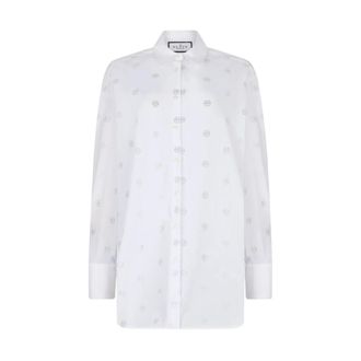 Philipp Plein Femme, Blouses et Chemises, Blanc, Taille: 36 FR Chemise Monogramm&eacute;e