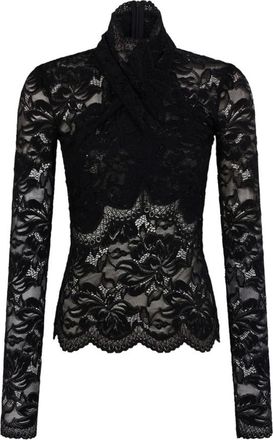 Paco Rabanne Femme, Tops, Noir, Taille: 38 FR Long Sleeve Lace Top