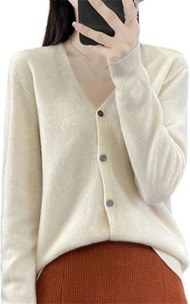 Generic Pull dhiver en % laine m&eacute;rinos pour femme - Col rond - Solide - D&eacute;contract&eacute; - Cachemire - Doux, beige, Taille XL