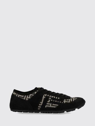 Balmain Low-Top-Sneaker aus Leder und Veloursleder mit PB-Monogramm