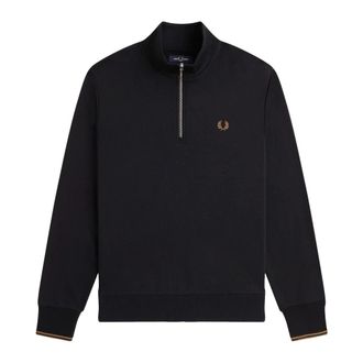 Fred Perry Half Zip Sweatshirt - - Sweatshirts & Hoodies - Herren - Schwarzk - XL
