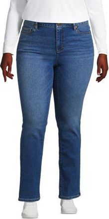 Lands End Straight Fit Recover Jeans Mid Waist, Damen, Größe:48 71 plus, Blau, Elasthan/Baumwoll-Mischung/Polyester-Mischung, by Lands End