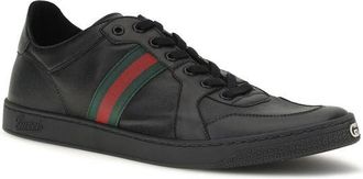 Gucci Web-Striped Calf Leather Sneaker - Black