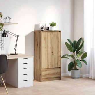 vidaXL Vidaxl - Armoire ch&ecirc;ne artisanal 55,5x34x119,5 cm - 2 portes - 1 tiroir - 2 &eacute;tag&egrave;res - Bois ding&eacute;nierie - Capacit&eacute; 60 kg