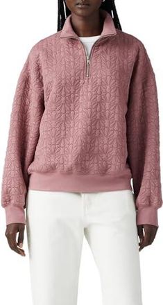 Levi's Navarro Quilted 1/4 Zip Maillot de survêtement, Rose Taupe, S Femme
