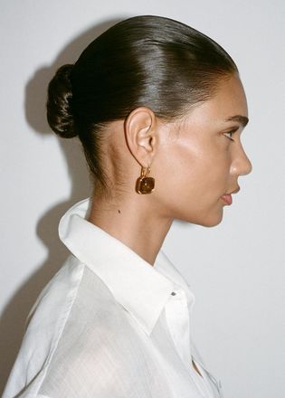 Mango Boucles doreilles résine carrées or - Femme - Taille unique - MANGO