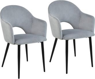 SVITA Svita - hailey Lot de 2 chaises de salle à manger Fauteuil de cuisine rembourré Velours Gris