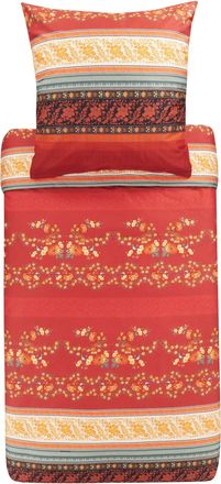 Bassetti Bettwäsche Garnitur Orosei R1 aus Baumwolle Mako-Satin in der Farbe Rot 2-Teilig mit Reißverschluss, Maße: 155cm x 220cm, 80cm x 80cm, 9323454