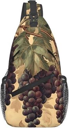Generic Sacoche Tactique Raisin Vintage Fruits Rustiques Multifonction Sac Bandouli&egrave;re L&eacute;ger Sac &agrave; Dos De Voyage pour Cyclisme Homme &eacute;cole