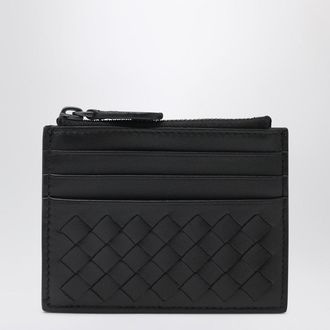 Bottega Veneta Black Intrecciato zip card holder