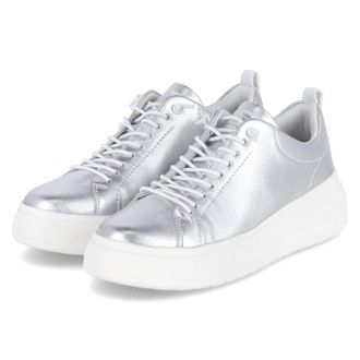 Rieker Damen Low Sneaker Silber metallic Glattleder, Gr&ouml;&szlig;e:43, Farbauswahl:Silber/Platin