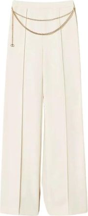 Twinset Femme, Pantalons, Blanc, Taille: 40 FR Pantaloni in cr&ecirc;pe cady cintura