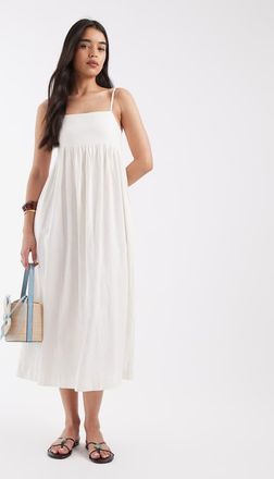 Jack & Jones Robe longue en lin m&eacute;lang&eacute; - Blanc