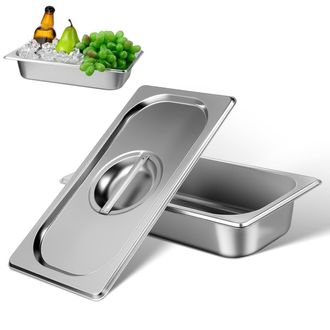 Aboofan Edelstahl Eisbeh&auml;lter Mit Deckel F&uuml;r Gefrierschrank Zur Aufbewahrung Von Eiscreme Joghurt Obst Und Anderen Lebensmitteln Wiederverwendbar Metall Box F