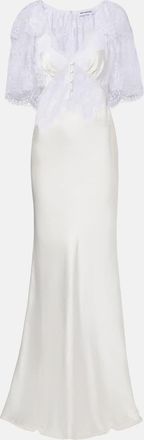 Self Portrait Robe longue en satin et dentelle
