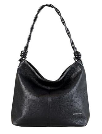 Pierre Cardin Sac &agrave; bandouli&egrave;re pour femme Cuir v&eacute;g&eacute;talien Produit v&eacute;g&eacute;talien 38 x 30 x 12 cm 3745OSLO07, Noir, Taille unique