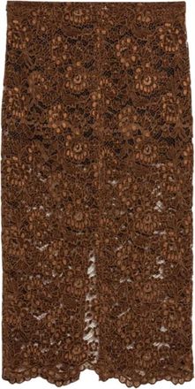 A Paper Kid Femme, Jupes, Brun, Taille: 36 FR Jupe Crayon Midi en Dentelle