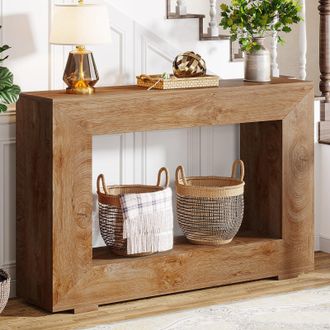 Generic Farmhouse Eingangstisch aus Holz Einfache Montage, Schmaler Sofatisch Konsolentisch mit Verdickter Tischplatte, für Eingangsbereich Foyer Flur Wohnzim