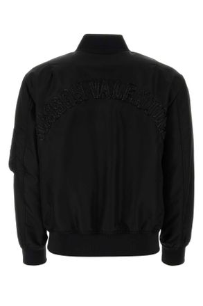 Valentino Garavani Mens Black Nylon Bomber Jacket 0no Exterior: Lining: Giubbini
