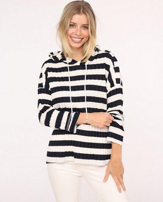 Zwillingsherz Hoodie Streifen One Size, Kordelzug, Regular Fit, Kapuze, gestreift