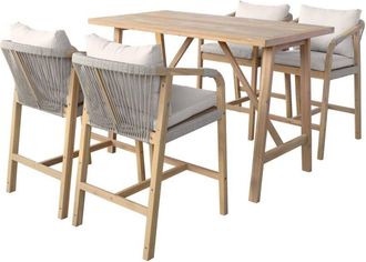 Sweeek Table haute de jardin bois dacacia + 4 assises Paloma et Zahara naturel 150 x 81 x 100 cm