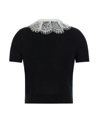 Self Portrait Womens Top With Lace Collar Black Main: Wool; Trim 1: Wool Tops