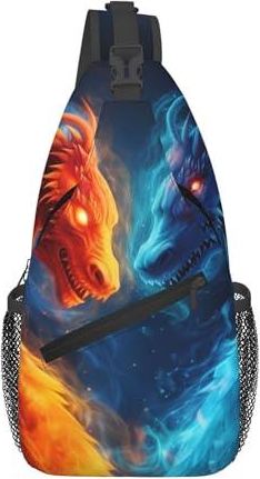 Generic Sacoche Tactique Dragon de Feu Abstrait Galaxie Longue L&eacute;ger Sac &agrave; Bandouli&egrave;re R&eacute;glable Sac Poitrine pour Voyage Cyclisme Randonn&eacute;e