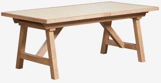 Sklum Rechteckiger Esstisch 200-260-320x100 cm ausziehbar aus Akazienholz Dubai Beige Tapioca