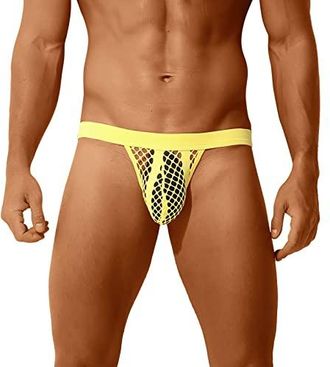 Generic String pour homme Sous-v&ecirc;tements sexy en coton sexy respirant Sous-v&ecirc;tements pour homme Sous-v&ecirc;tements Jockstrap pour homme, jaune, XL taille courte
